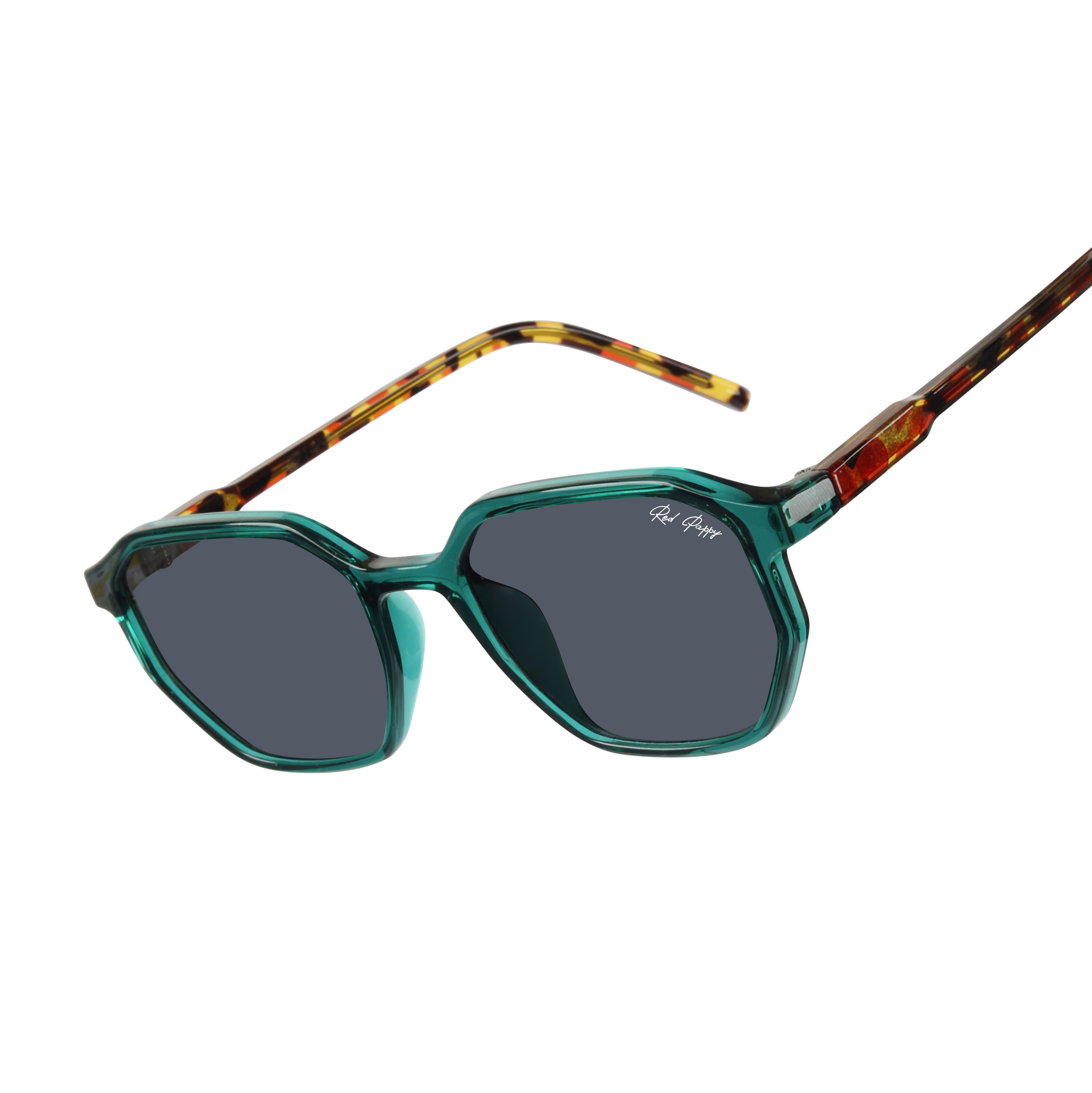 Buy Red Pappy Fable Green Hexagonal Sunglasses - Woggles
